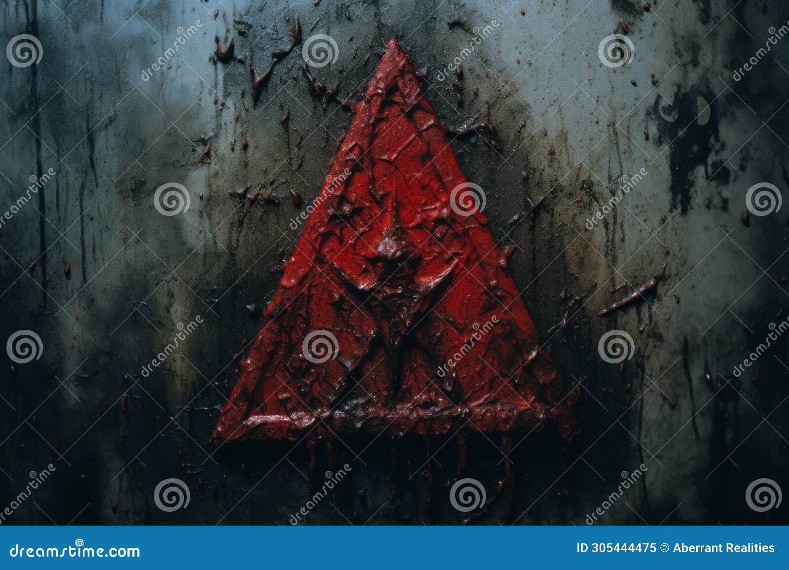 A Red Triangle with Blood Splatters on it Stock Illustration ...