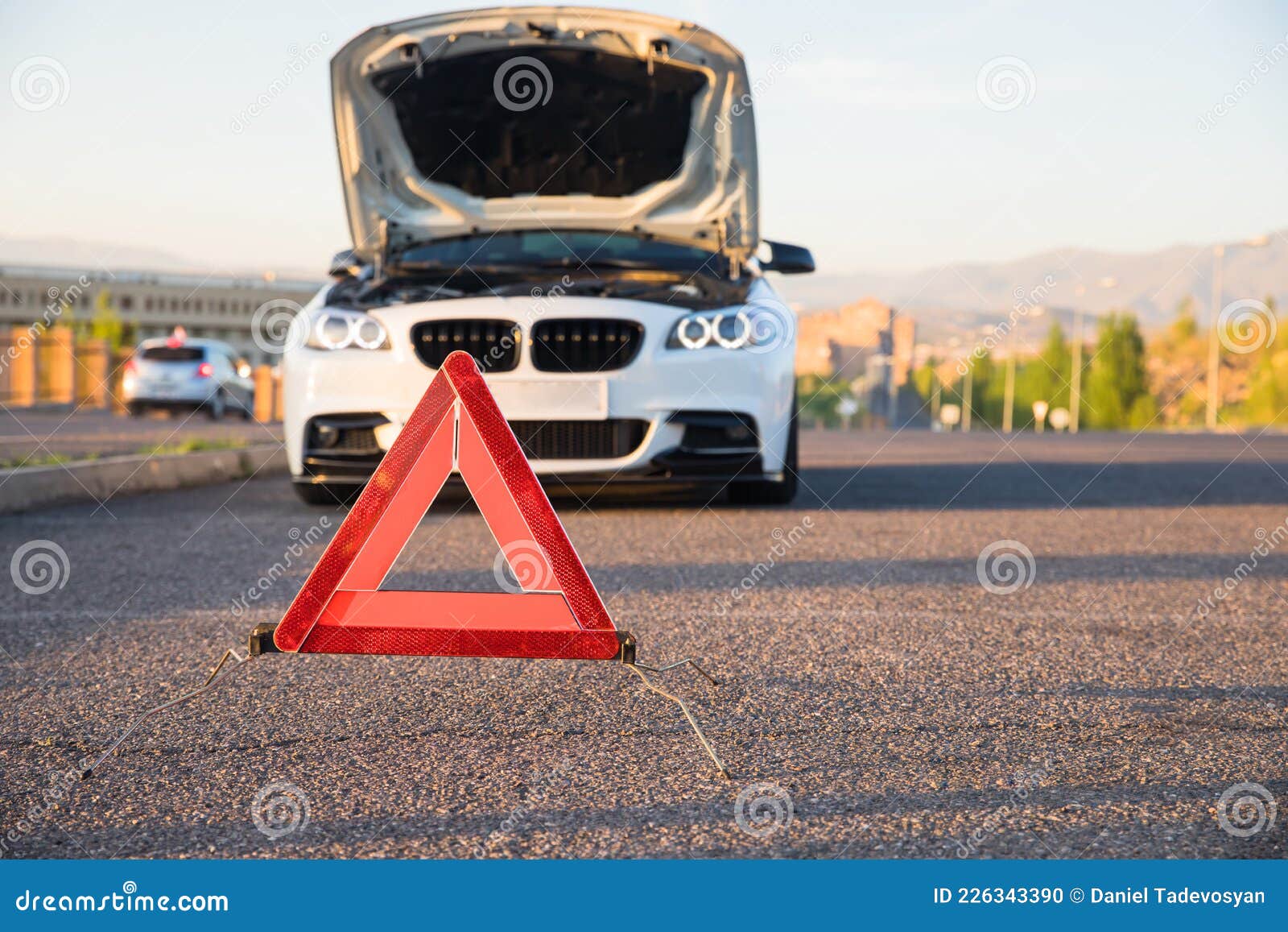 Red triangle of a car stock photo. Image of repair, danger - 226343390