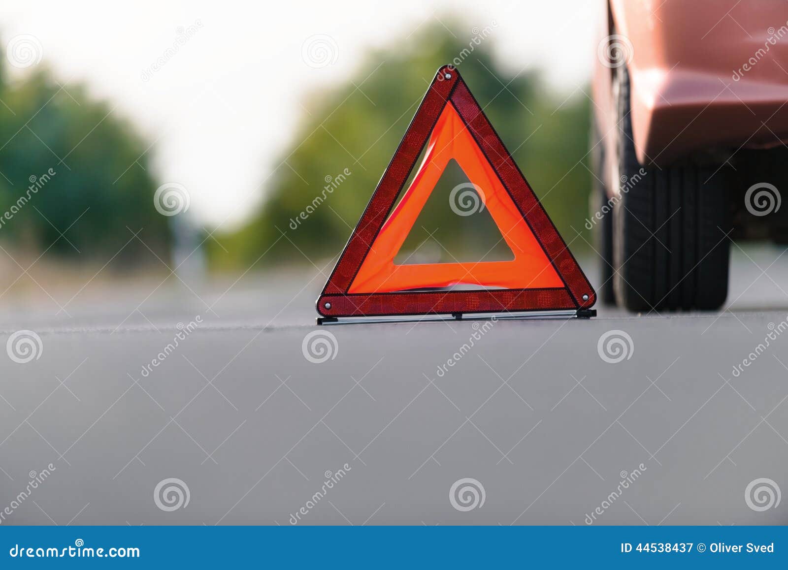 Red triangle of a car stock image. Image of tire, transportation - 44538437
