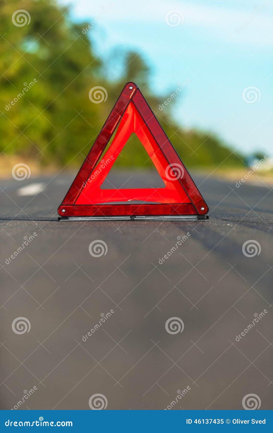 Red triangle of a car stock image. Image of vehicle, roadside - 46137435