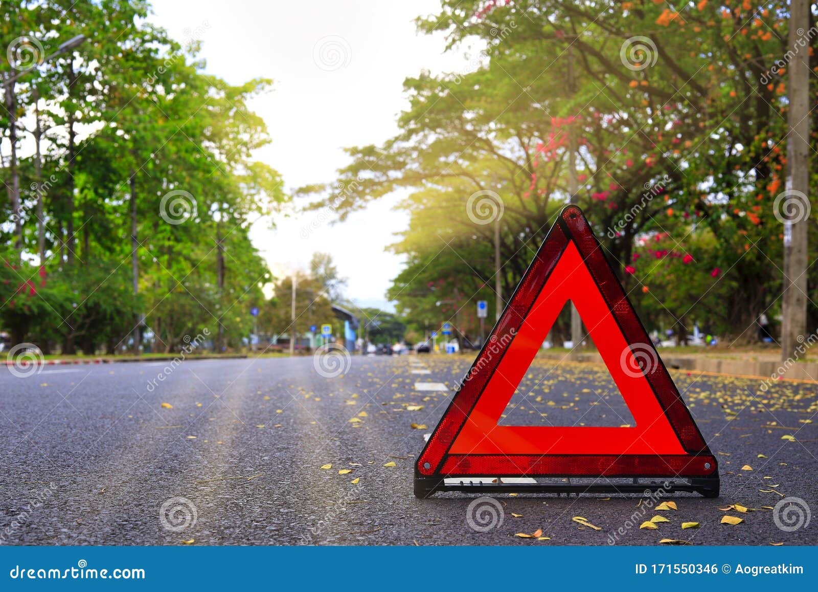 Red Triangle, Red Emergency Stop Sign, Red Emergency Symbol on Road ...