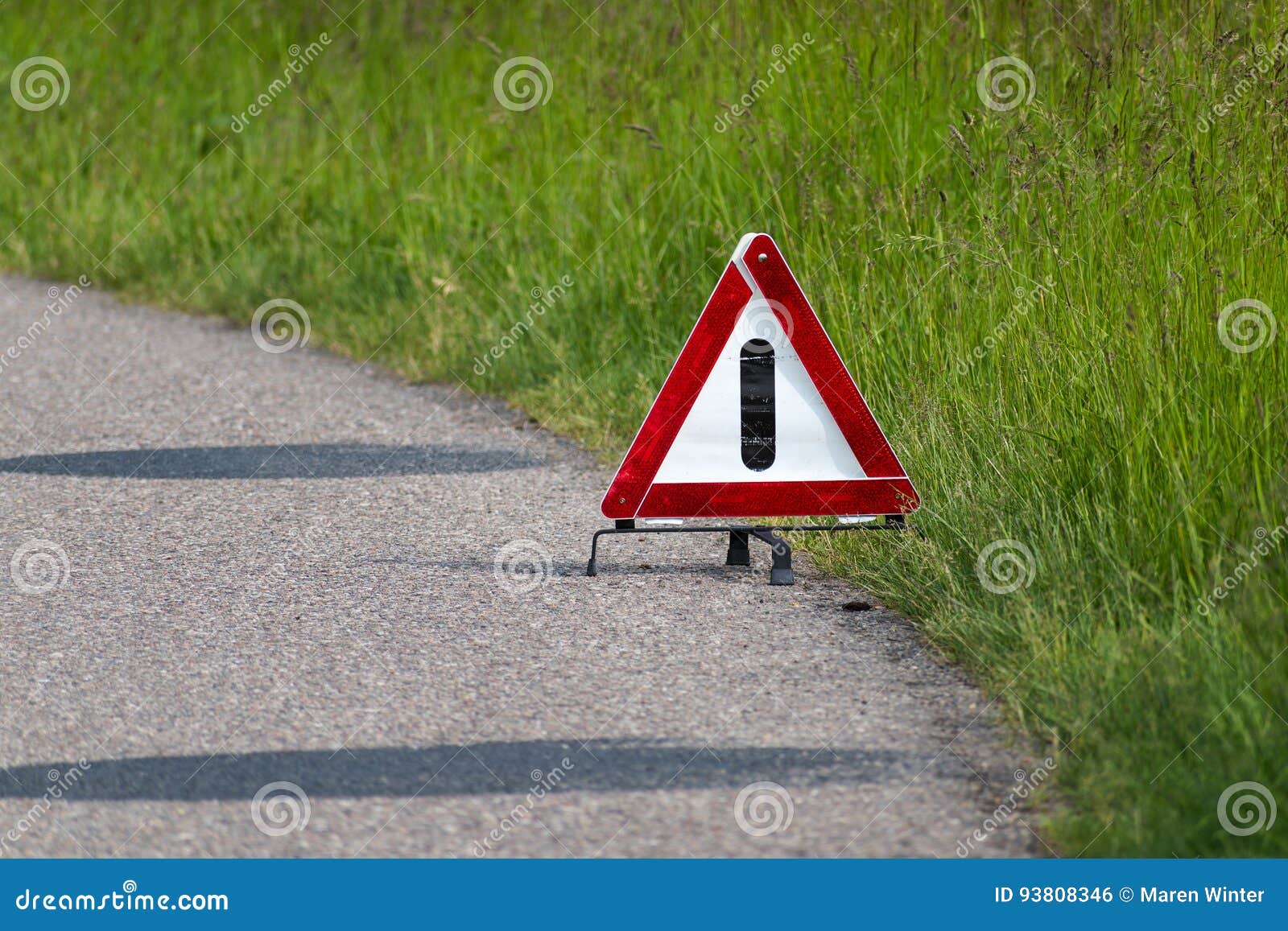 Red Triangle, Red Emergency Stop Sign, Red Emergency Symbol. On A Tree ...