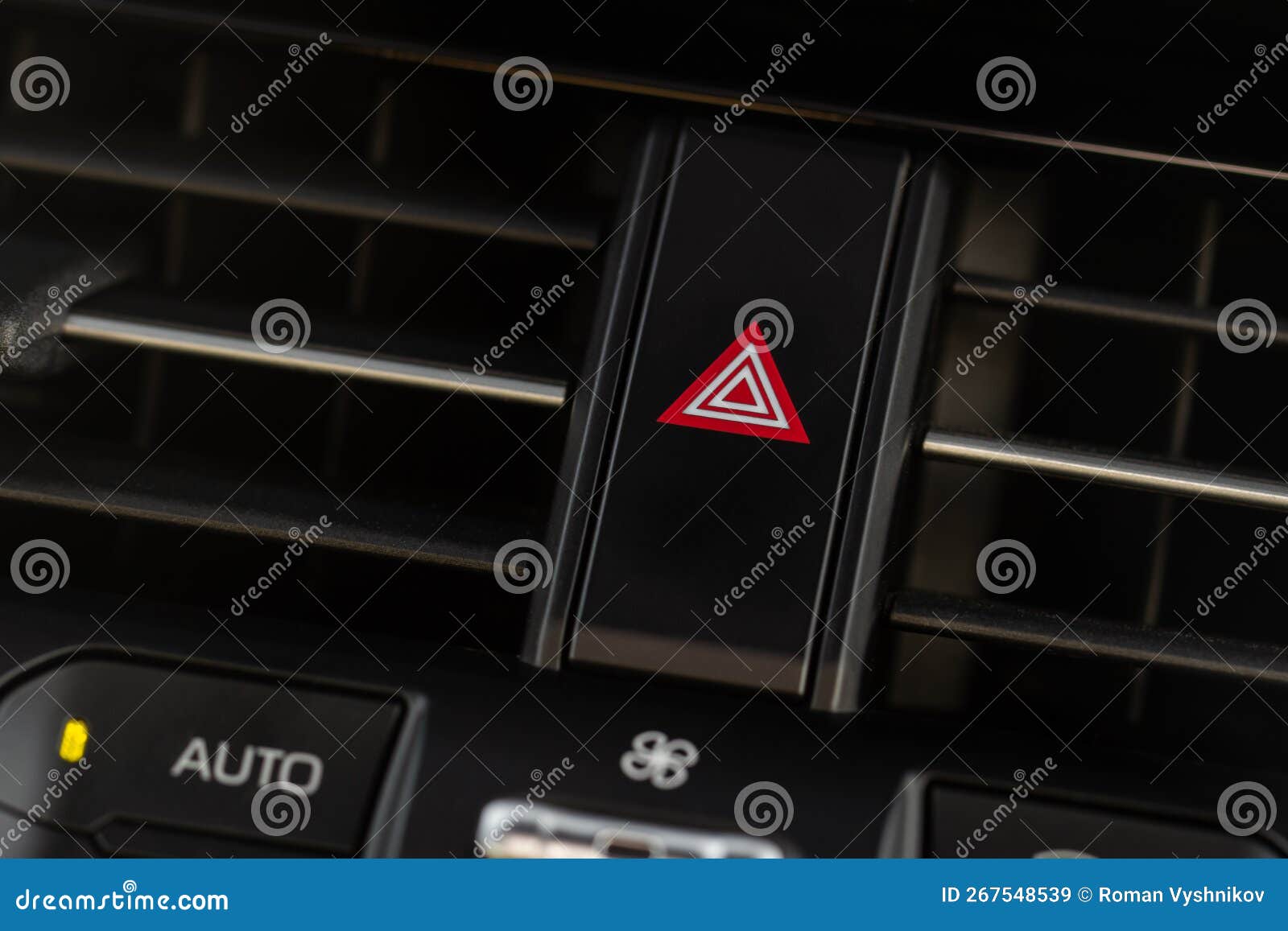 Red Triangle Hazard Light Button on Car Dashboard. Stock Image - Image ...