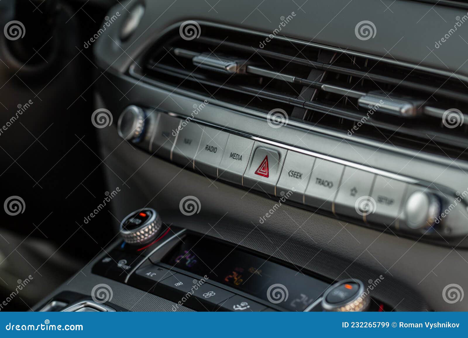 Red Triangle Hazard Light Button on Car Dashboard Stock Image - Image ...