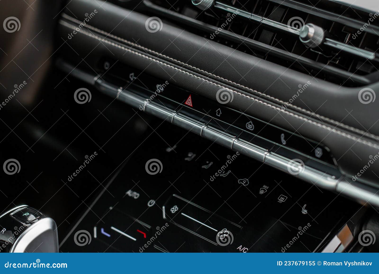Red Triangle Hazard Light Button on Car Dashboard. Stock Image - Image ...
