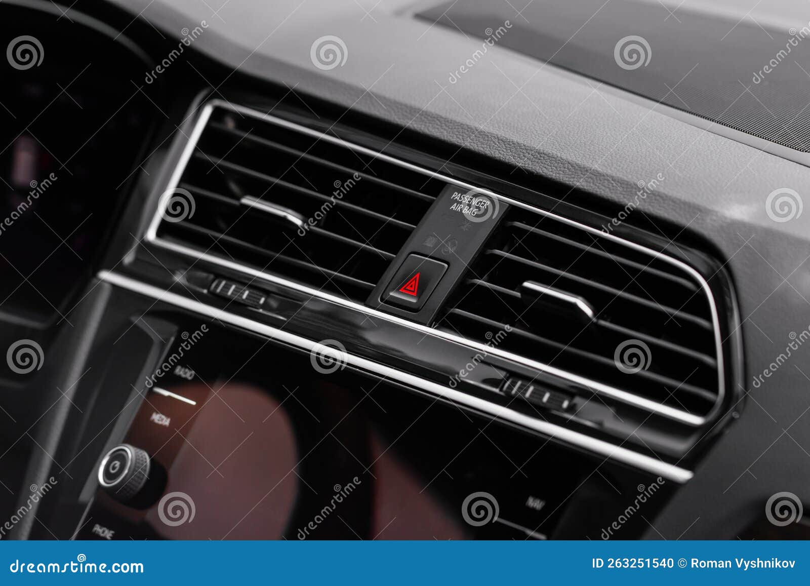 Red Triangle Hazard Light Button on Car Dashboard. Stock Photo - Image ...