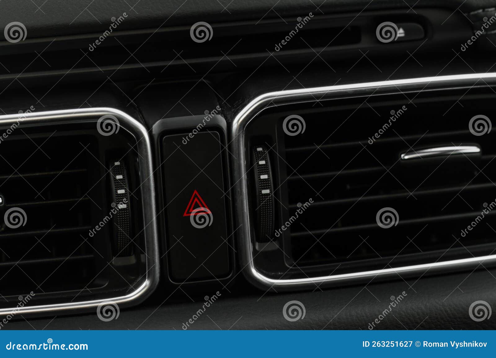 Red Triangle Hazard Light Button on Car Dashboard. Stock Image - Image ...