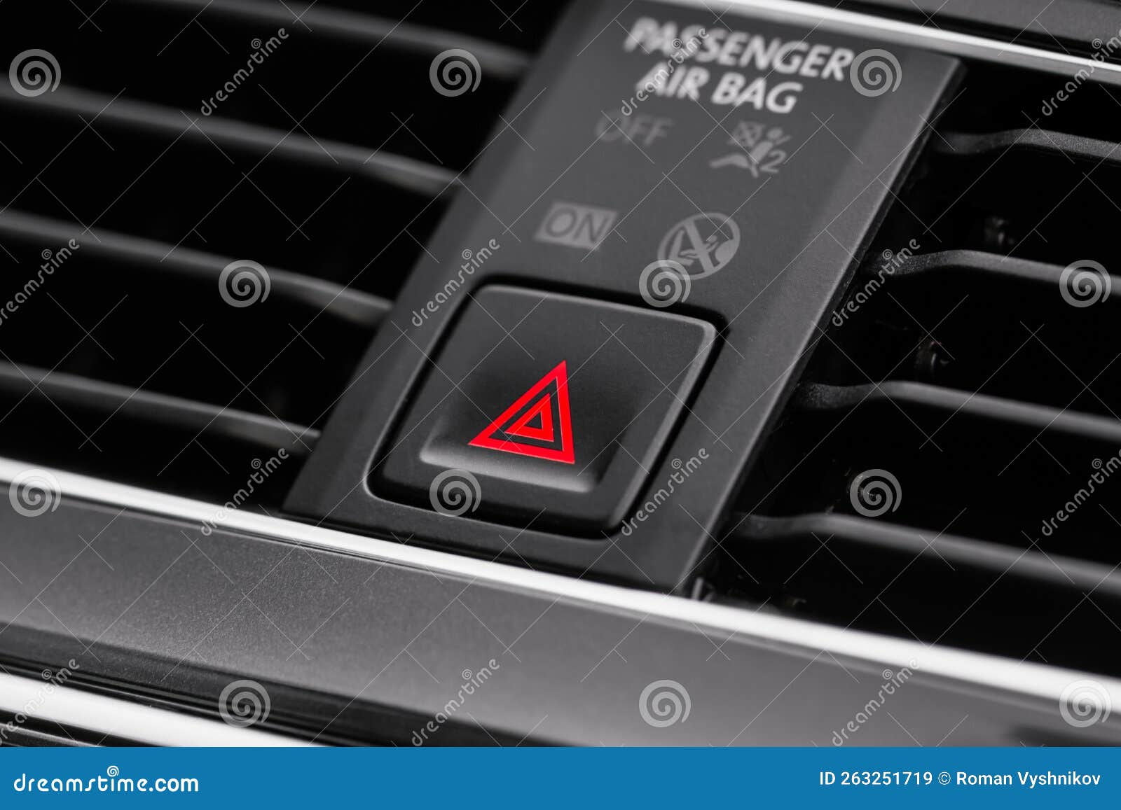 Red Triangle Hazard Light Button on Car Dashboard. Stock Image - Image ...