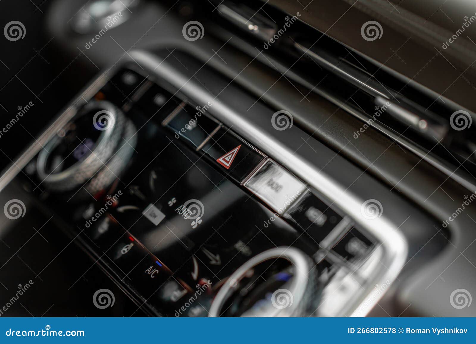 Red Triangle Hazard Light Button on Car Dashboard. Stock Photo - Image ...