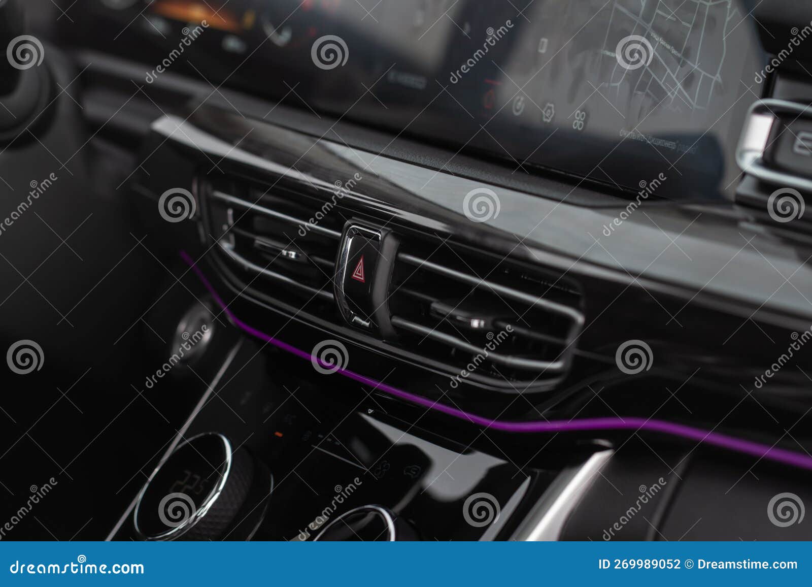 Red Triangle Hazard Light Button on Car Dashboard. Stock Photo - Image ...