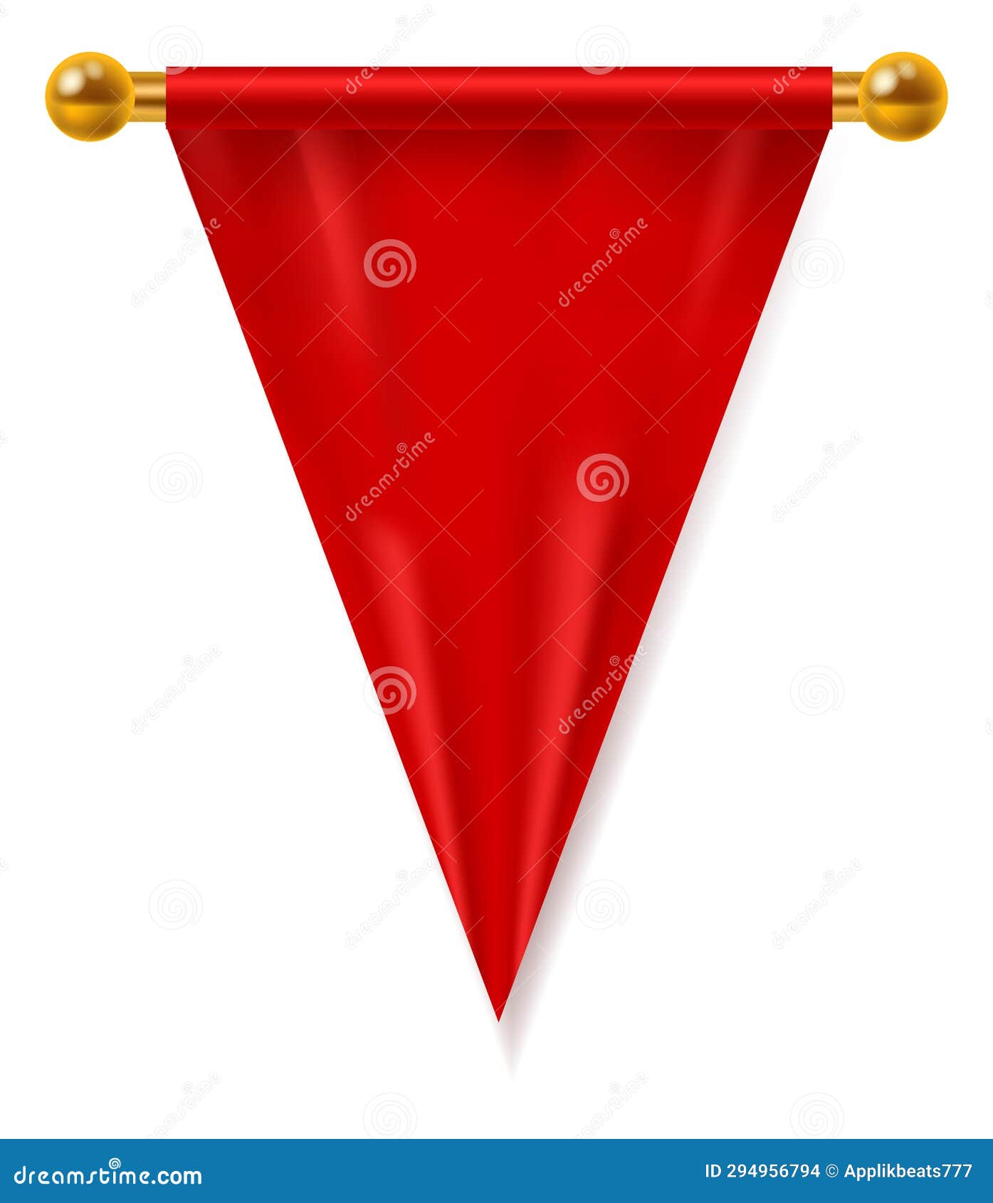 Red Triangle Pennant. Realistic Cloth Hanging Mockup Stock Vector ...