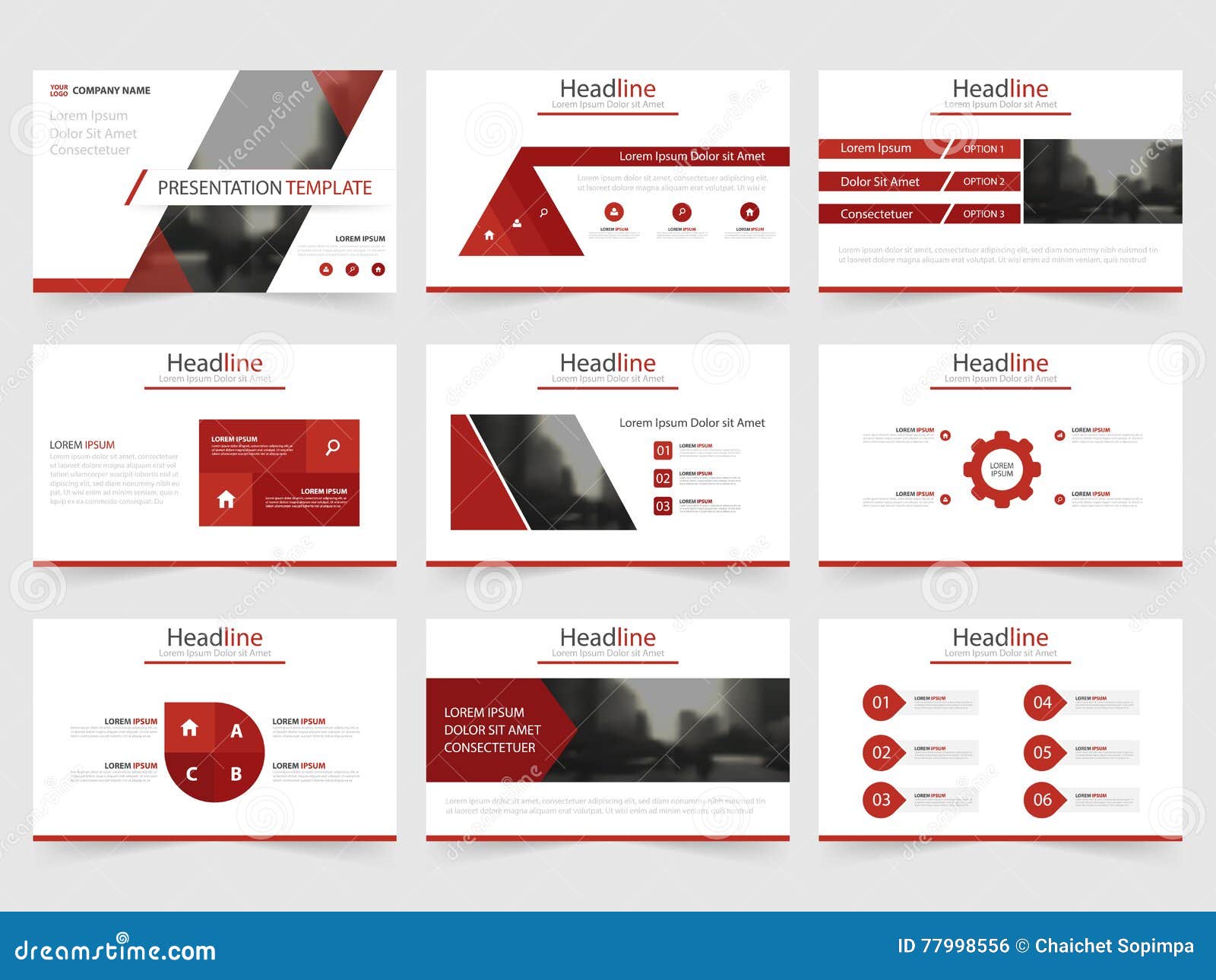 Red Triangle Presentation Templates, Infographic Elements Template Flat ...