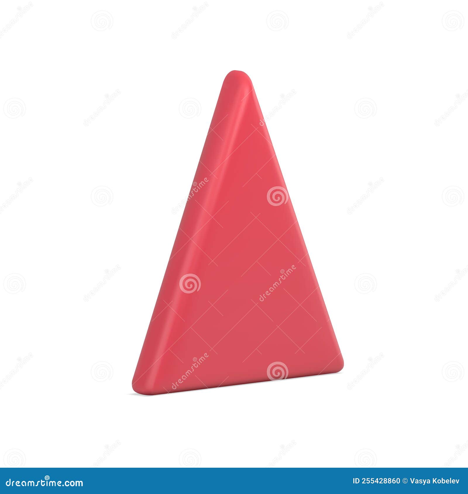 Red Triangle Realistic Shape Glossy Pyramid Flat Cone Isometric ...