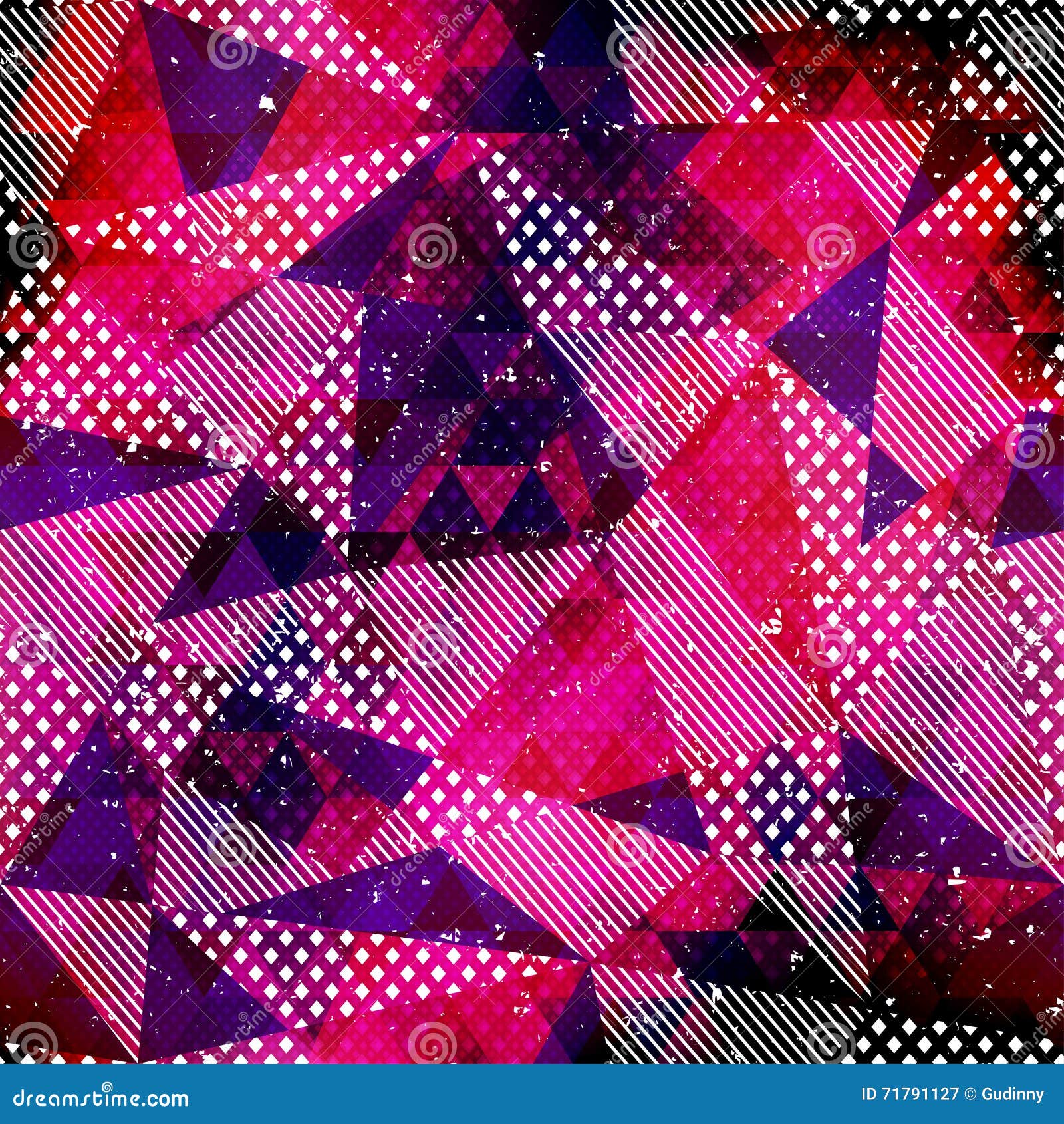 Red Triangle Seamless Pattern with Grunge Effect Stock Vector ...