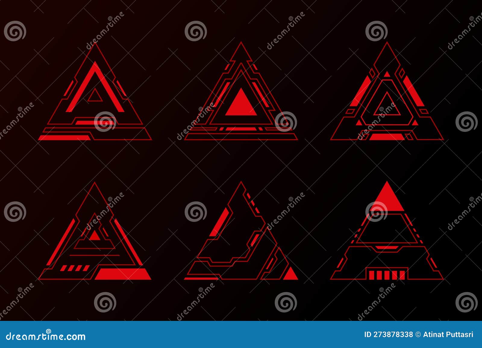 Red Triangle Shape Abstract Technology Future Interface Hud. Stock Vector - Illustration of ...