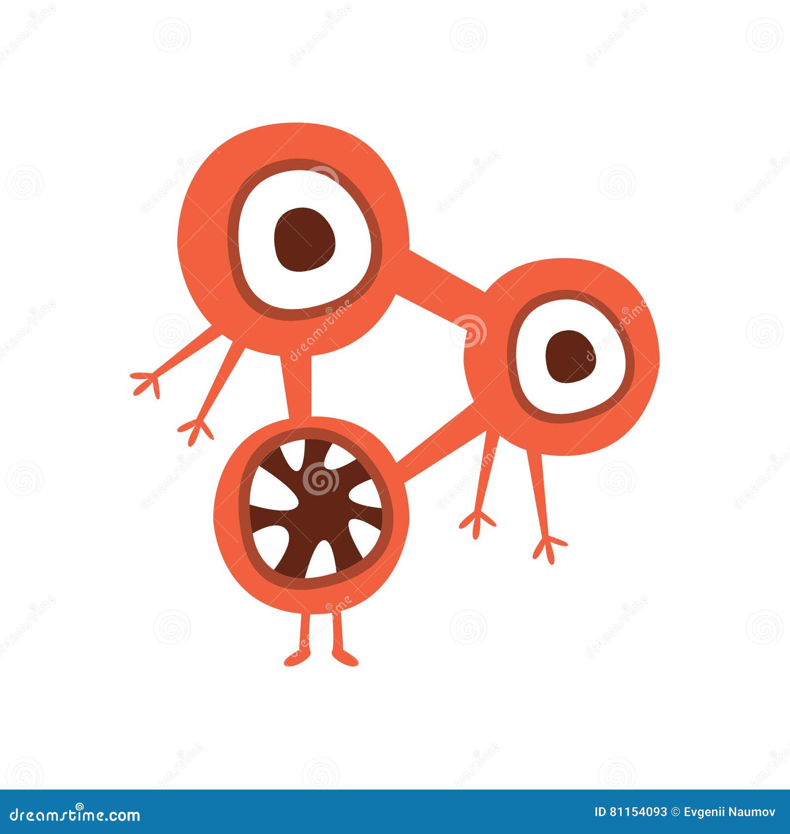 Red Triangle Shape Aggressive Malignant Bacteria Monster With Sharp ...