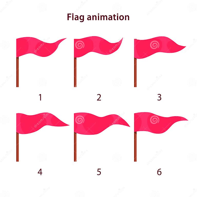 Red Triangle Shape Flag Waving Animation Sprites Stock Vector ...
