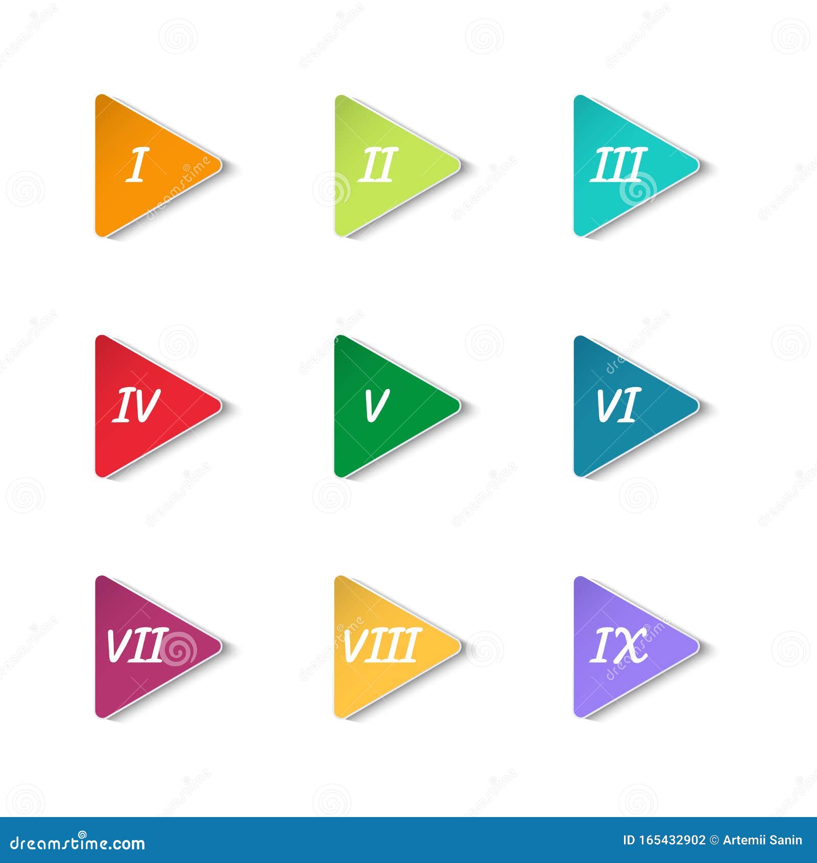 Red Triangle Stickers with Numbers . Vector Illustration Stock Vector ...