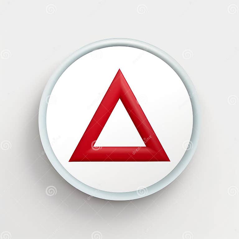 A Red Triangle Symbol on a White Button Stock Image - Image of object ...