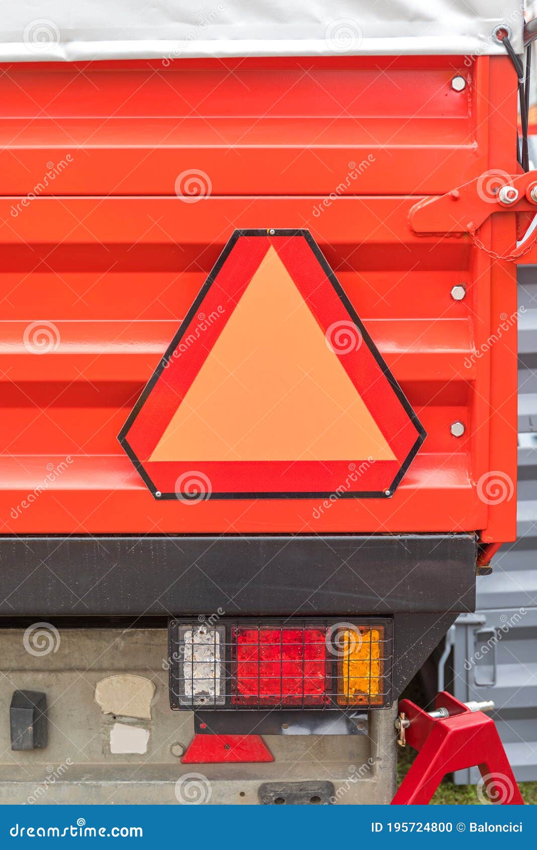 Red Triangle Trailer stock photo. Image of transport - 195724800