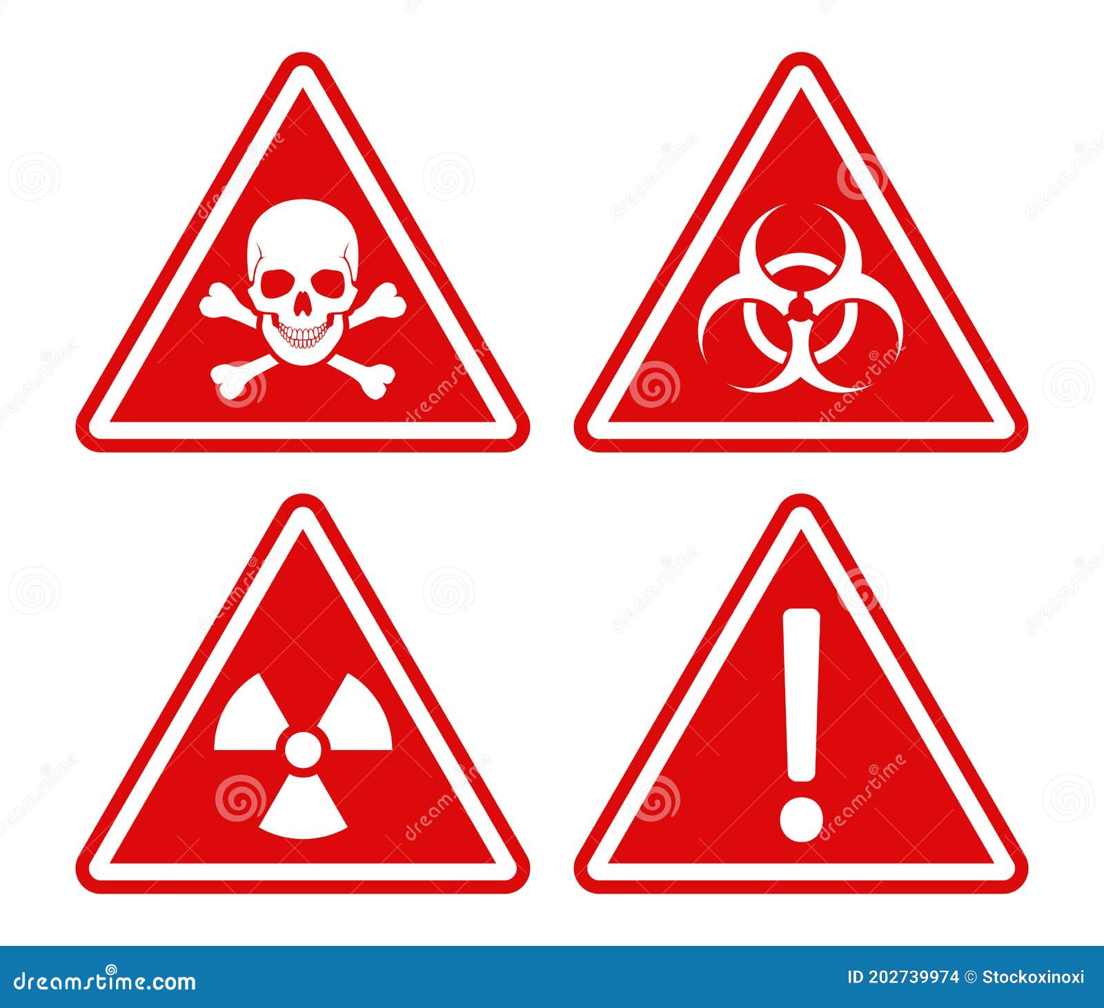 Red Triangle Warning and Danger Signs White Frame Stock Vector ...
