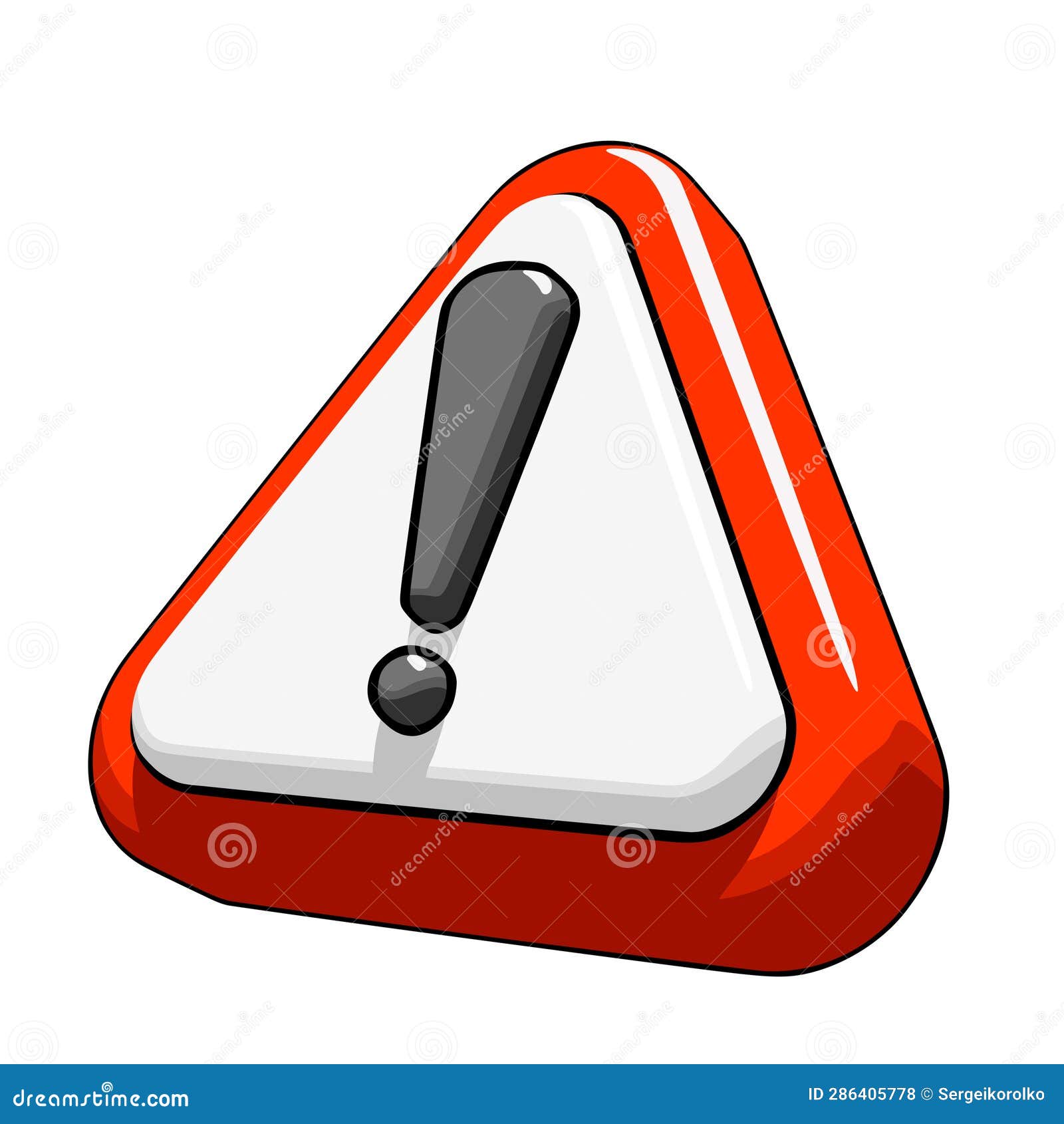 Red Triangle Warning Sign with Exclamation Mark Inside, Three-quarter ...