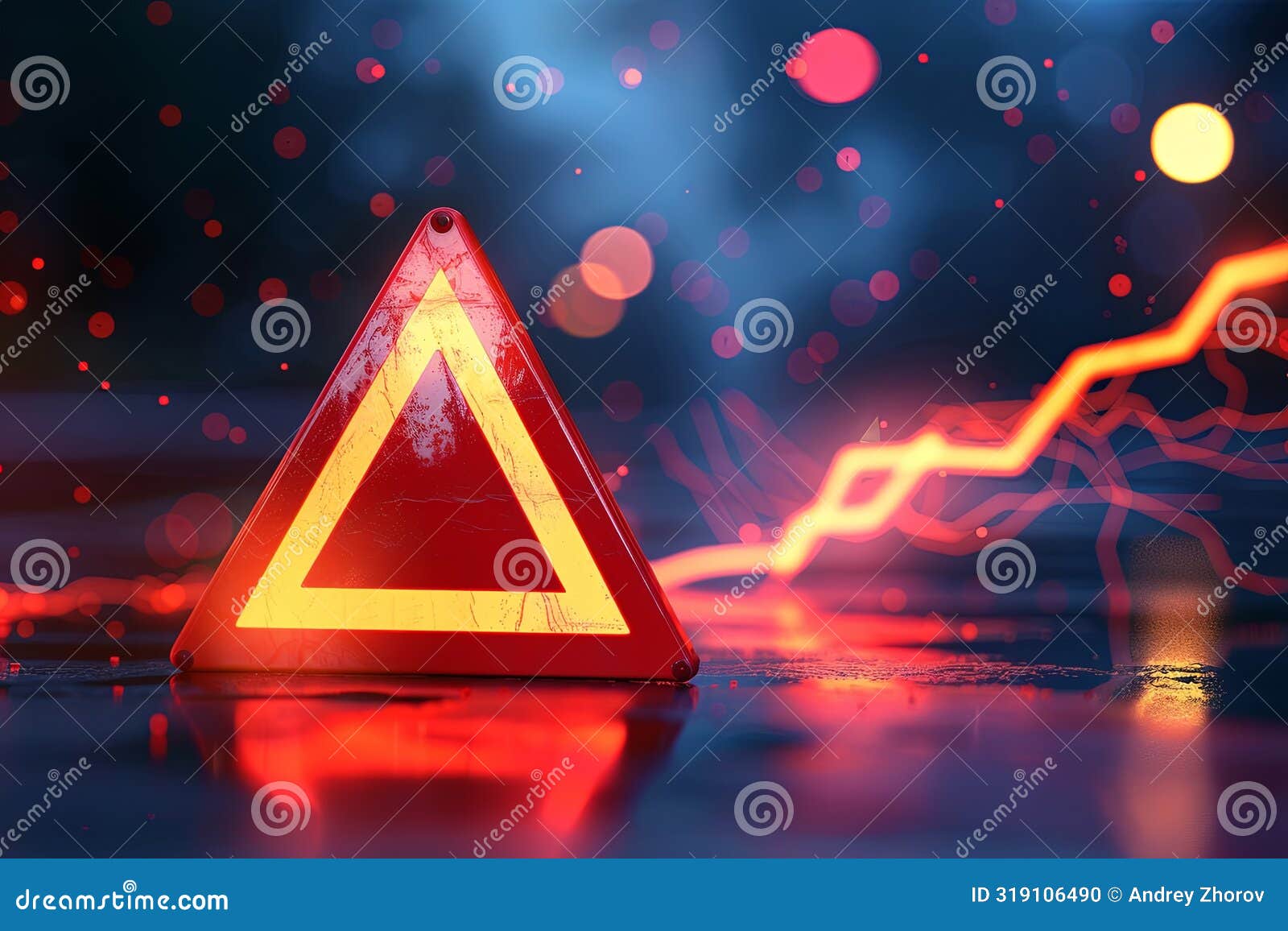 A Red Triangle Warning Sign Positioned on Top of a Wet Floor ...