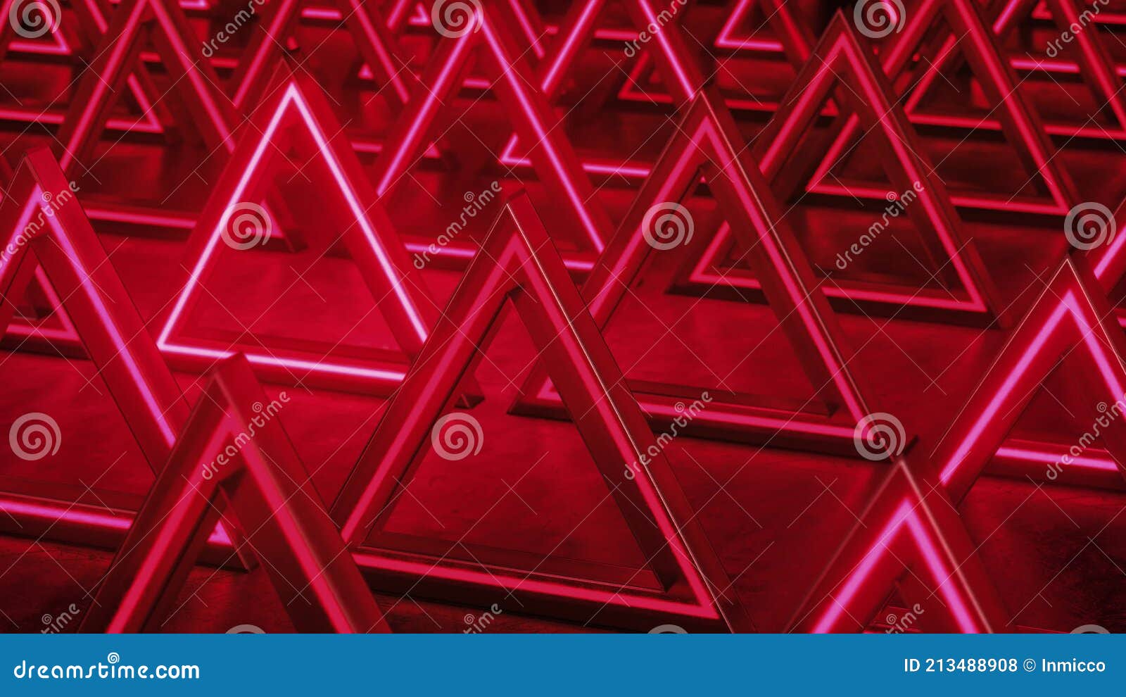 Red Triangular Abstract Background. Neon Lights Background. Pattern ...