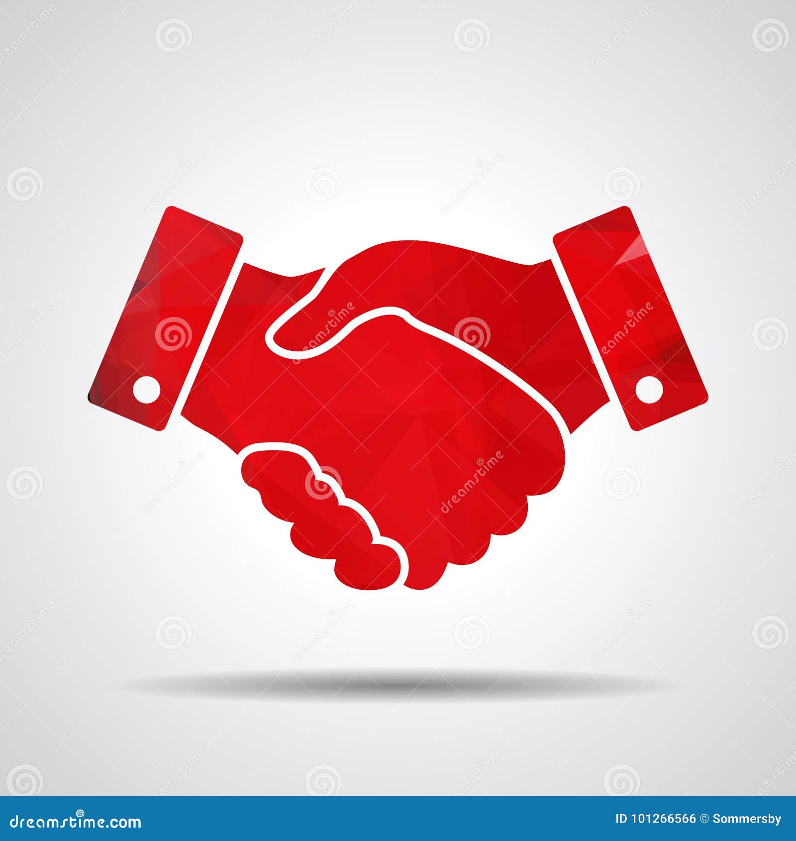 Red Triangular Polygonal Handshake Icon. Design for Business and Stock ...