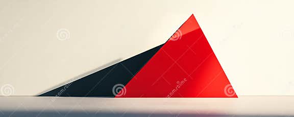 Red Triangular Prism Casting Shadow on Minimalist Background Stock ...