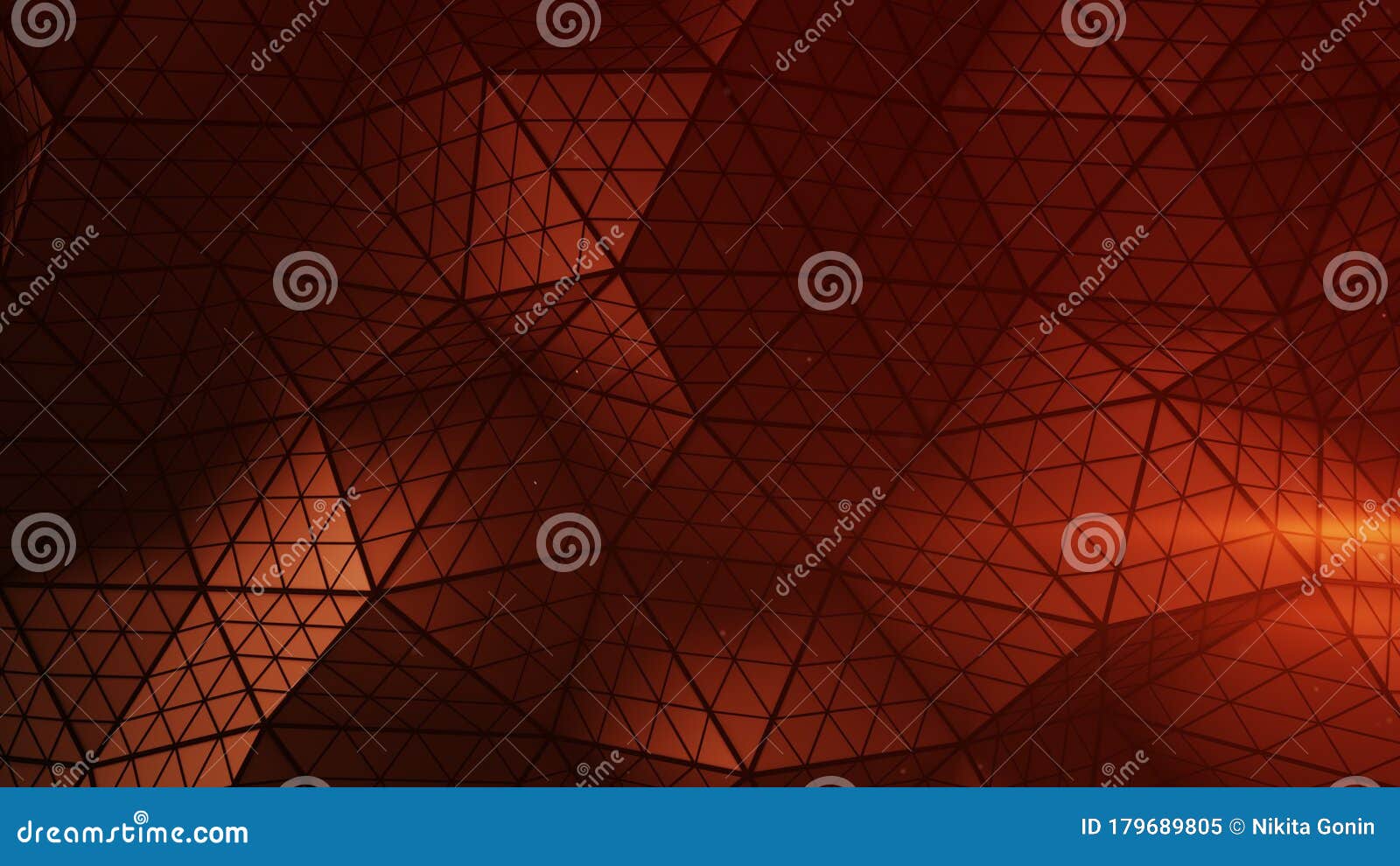 Red Triangulated Shape with Polygons 3D Rendering Stock Illustration ...