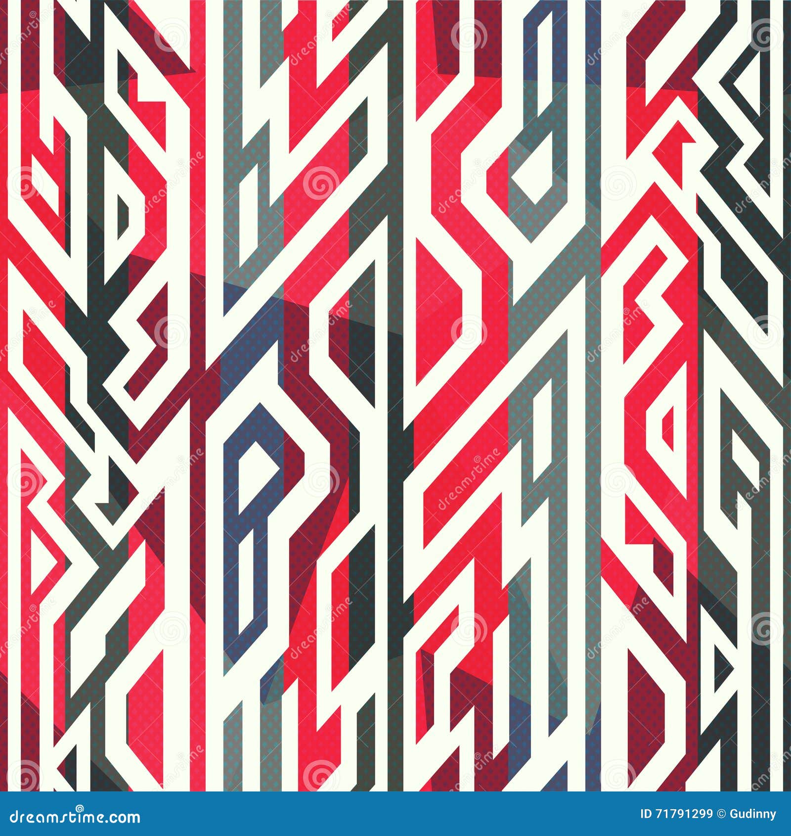Red Tribal Seamless Pattern. Stock Illustration - Illustration of ...
