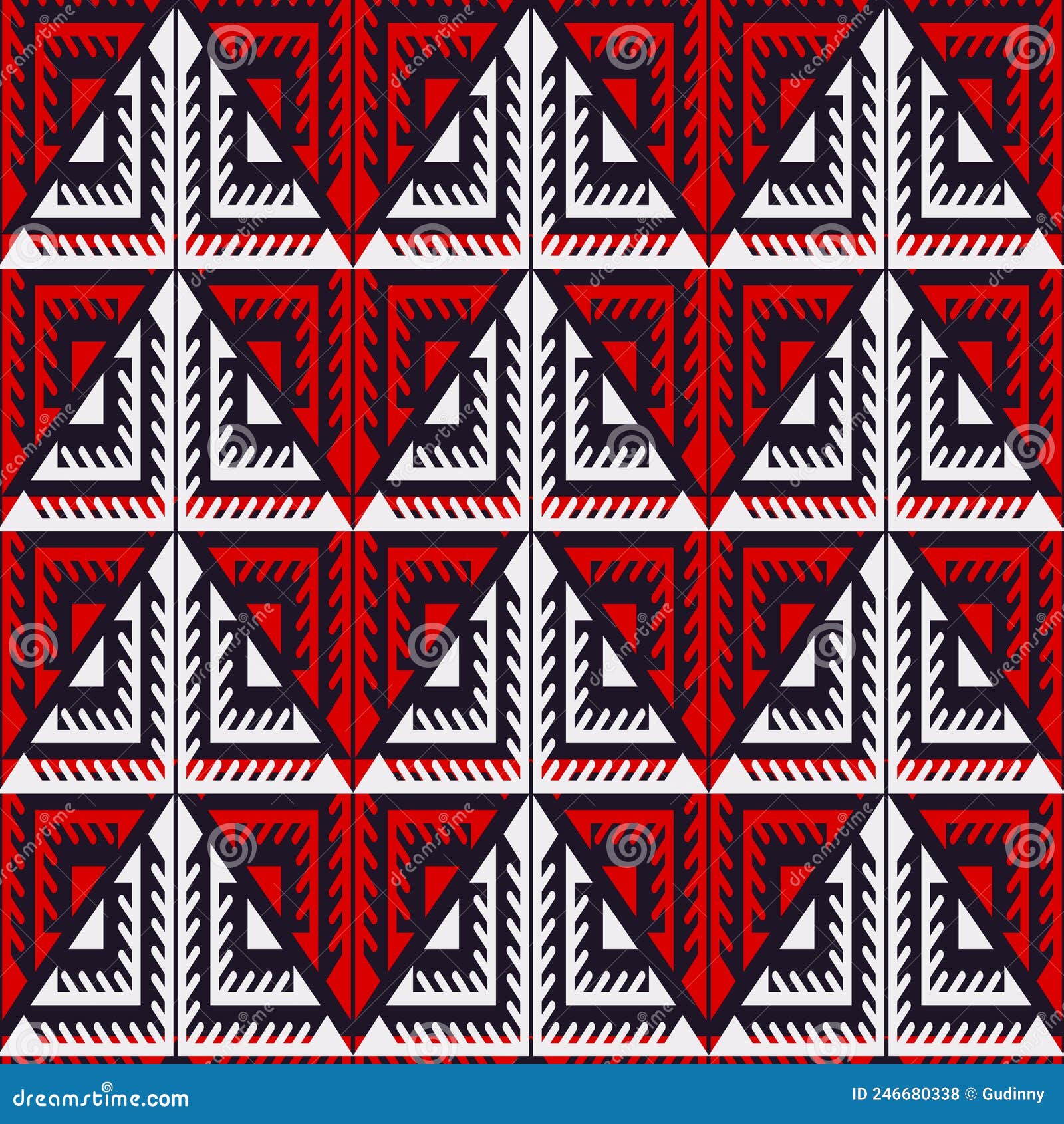 Red Tribal Triangle Seamless Pattern Stock Vector - Illustration of ...