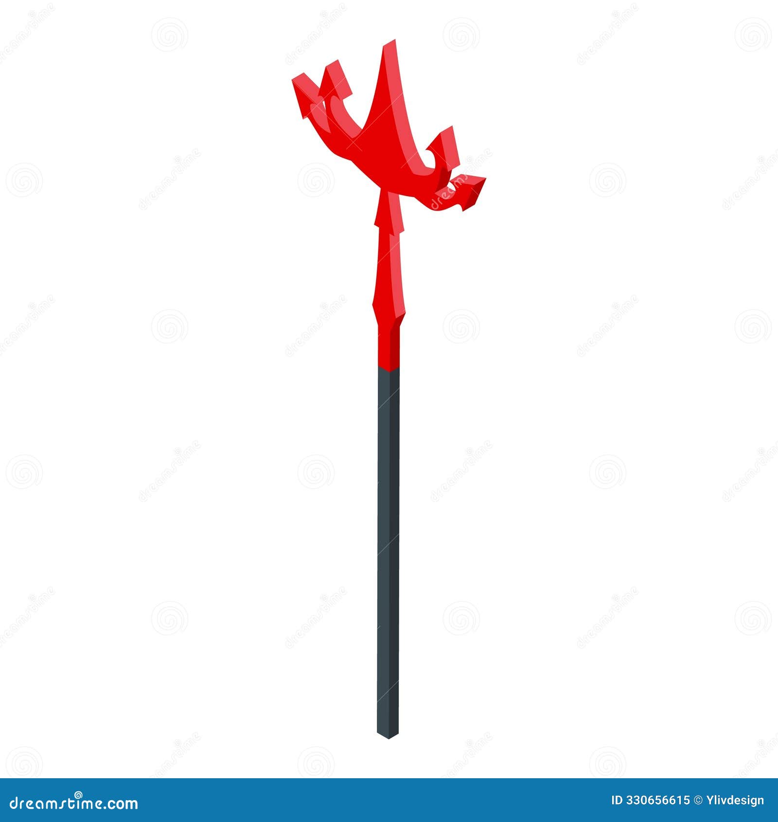 Red Trident Devil Pitchfork Standing on White Background Stock Vector ...