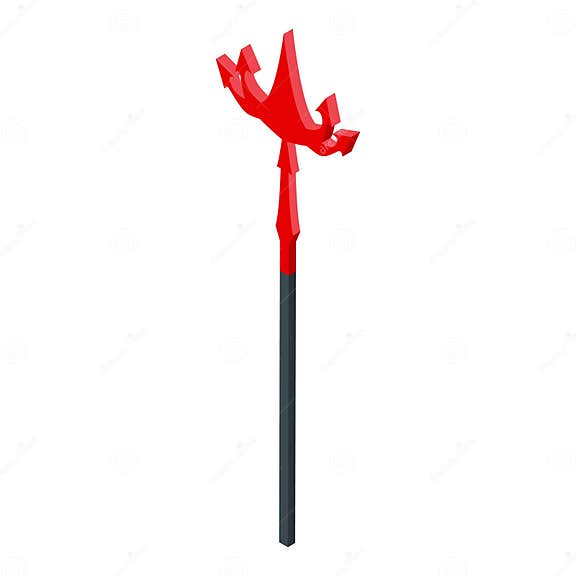 Red Trident Devil Pitchfork Standing on White Background Stock Vector ...