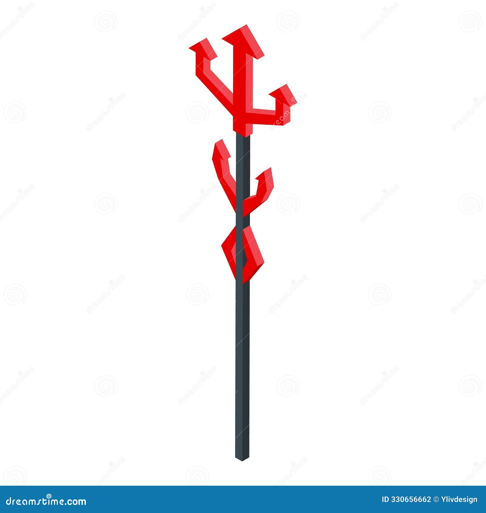 Red Trident Devil Pitchfork Standing on White Background Stock ...