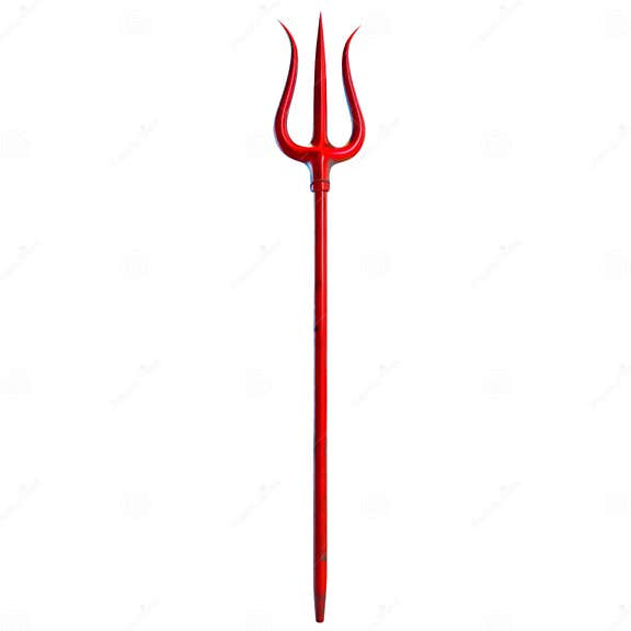 Red Trident Weapon with Three Curved Points Stock Photo - Illustration ...