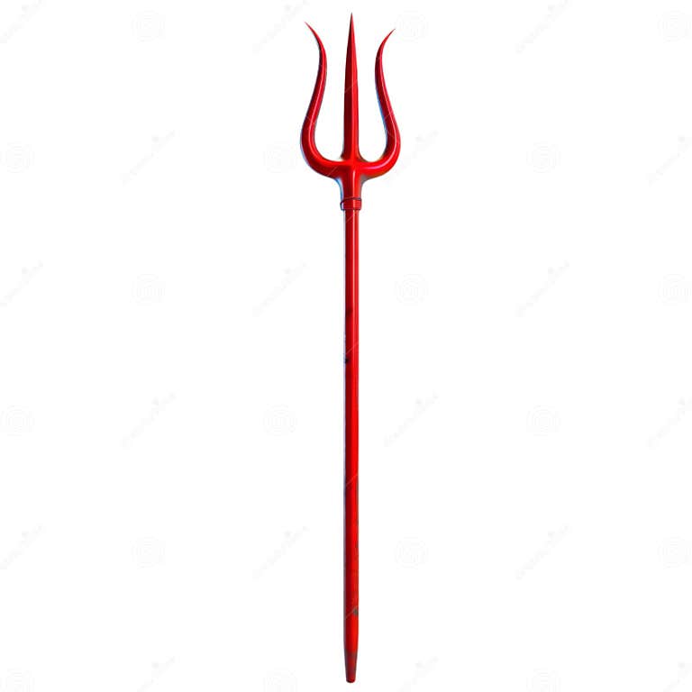 Red Trident Weapon with Three Curved Points Stock Photo - Illustration ...