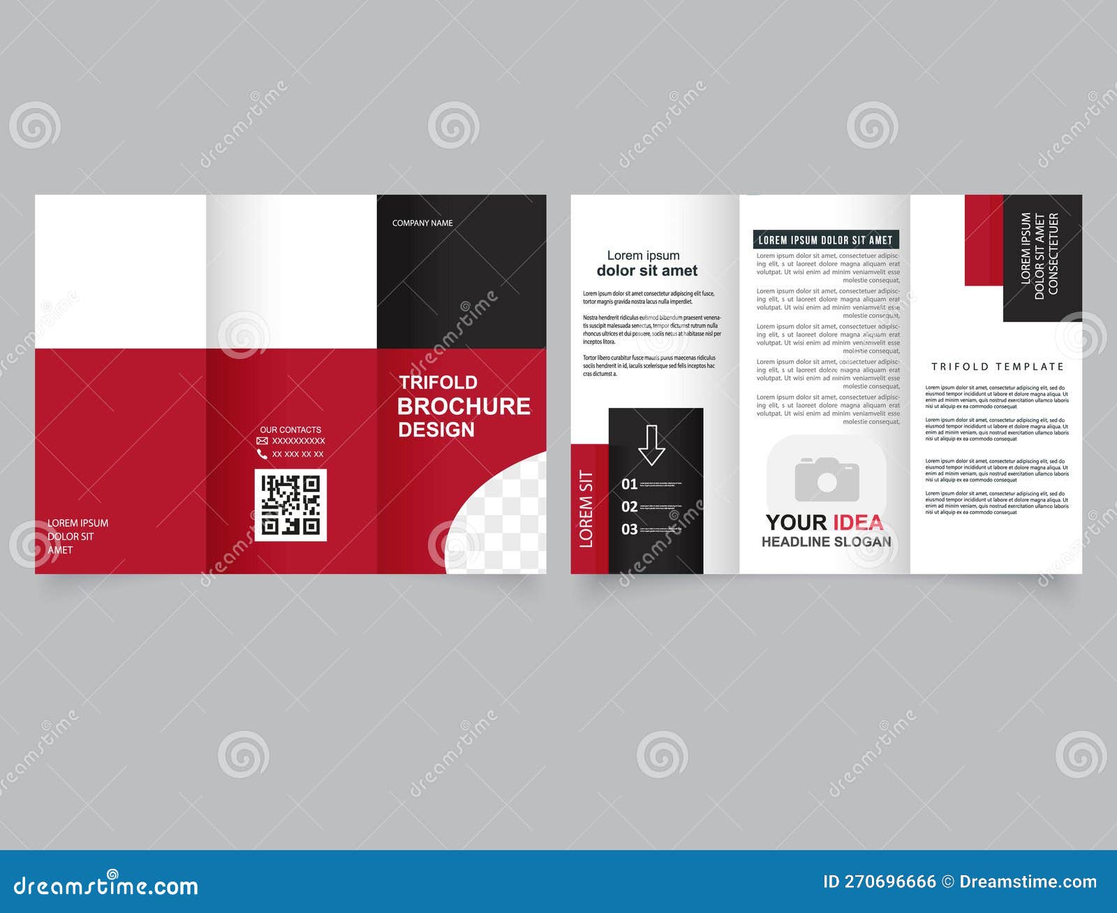 Red Trifold Brochure. Abstract Complex Template, Flyer Stock Vector ...