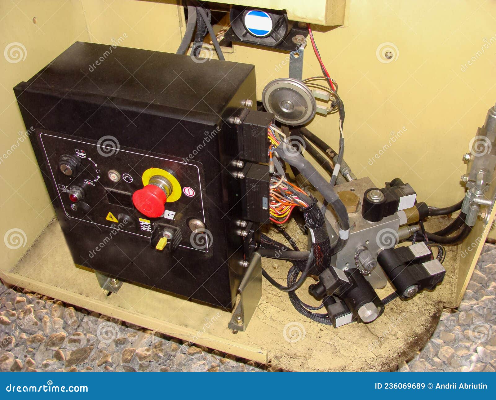 Red Trigger Button. Scissor Lift Control Panel. Rent of Special ...