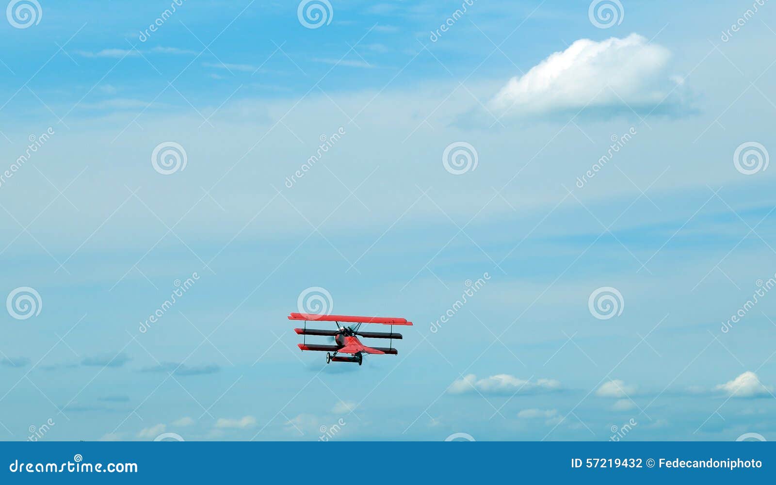 Red Triplane Flies in the Blue Sky Stock Photo - Image of tourism, show ...