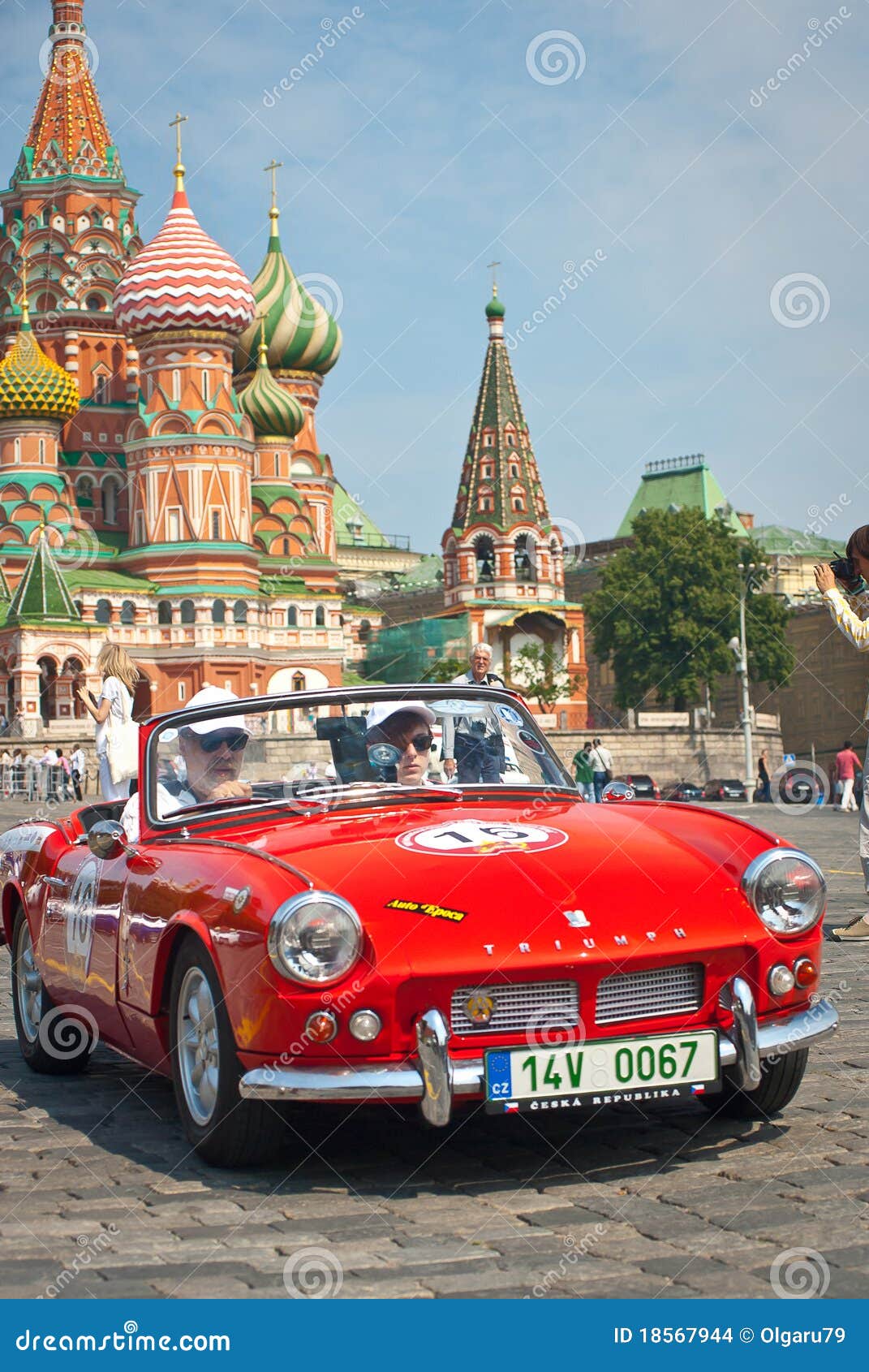 Red Triumph Spitfire is on Start Editorial Stock Image - Image of ...