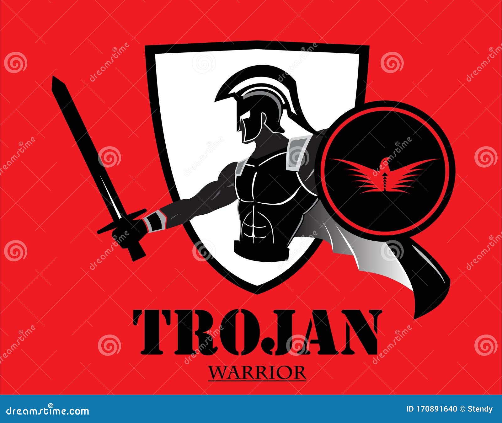 Red Trojan stock vector. Illustration of logo, combat - 170891640
