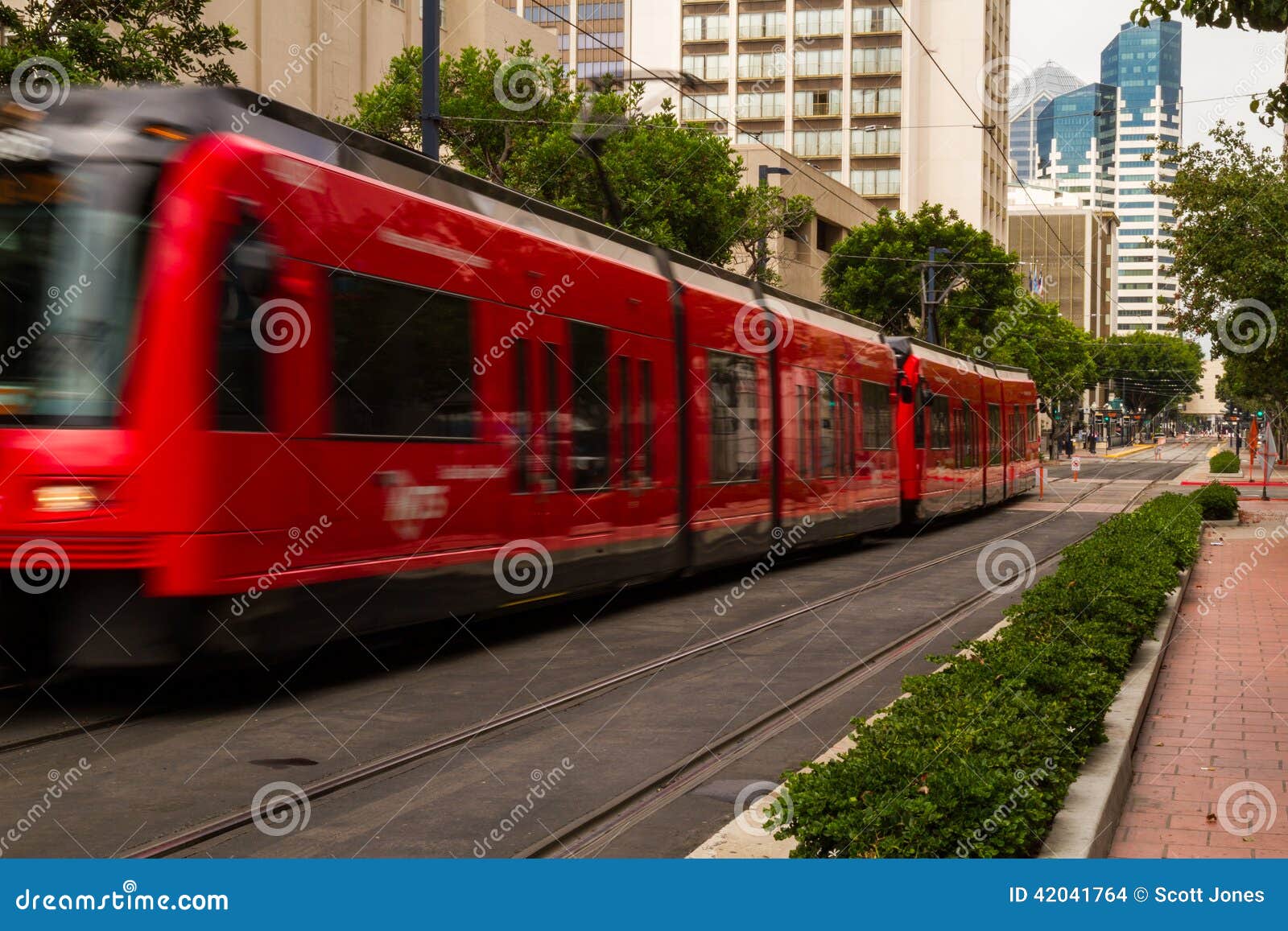 Red Trolley stock photo. Image of mass, train, buildings - 42041764