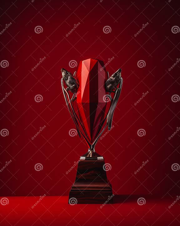 A Red Trophy on a Red Background Stock Illustration - Illustration of ...