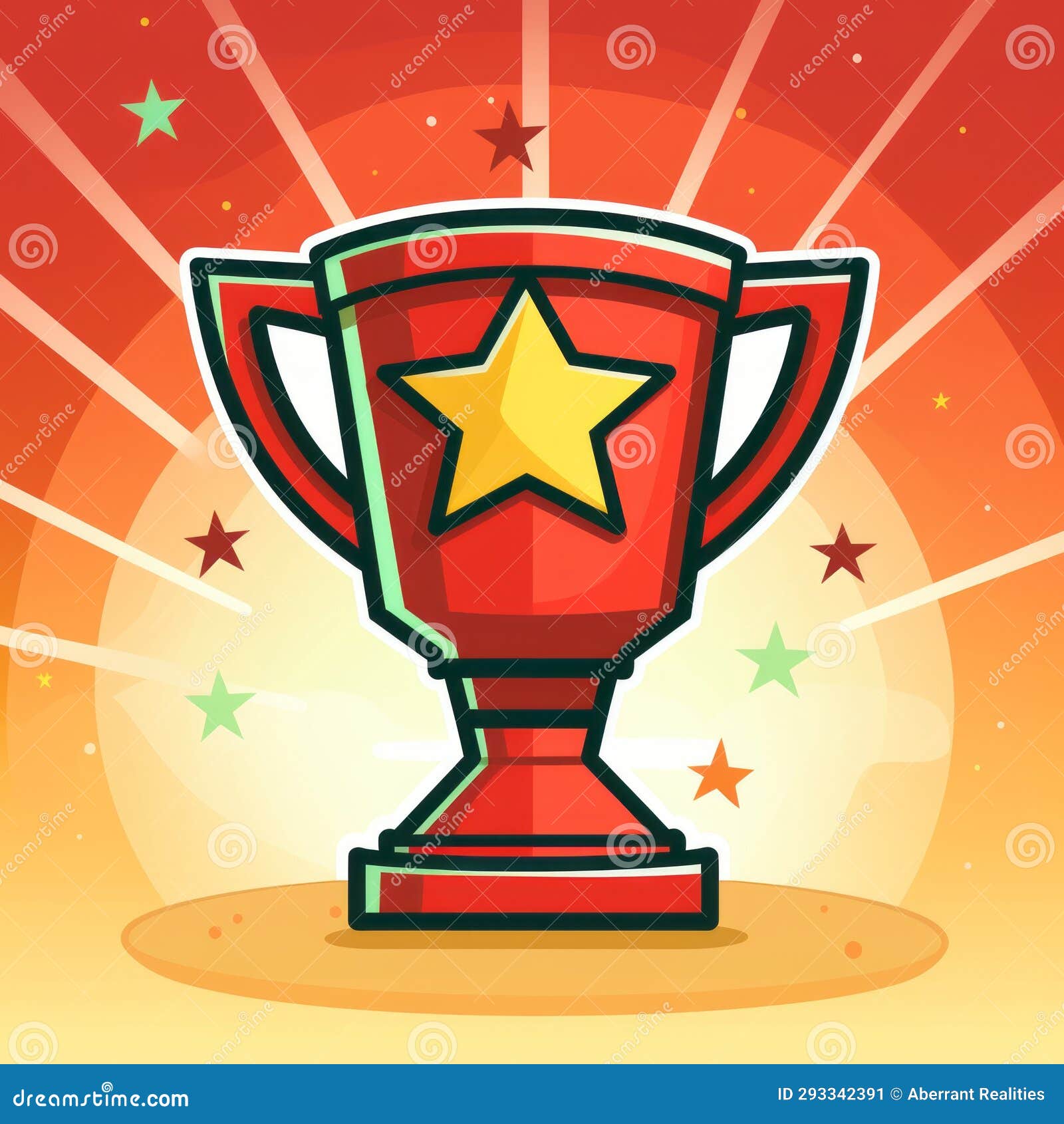 A Red Trophy Cup with a Star on Top Stock Illustration - Illustration ...