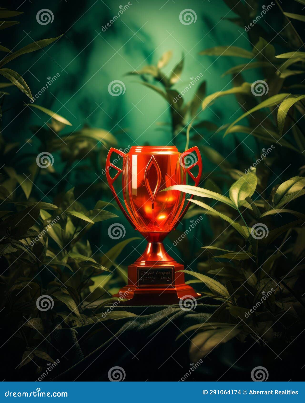 A Red Trophy Sits in the Middle of Some Plants Stock Illustration ...
