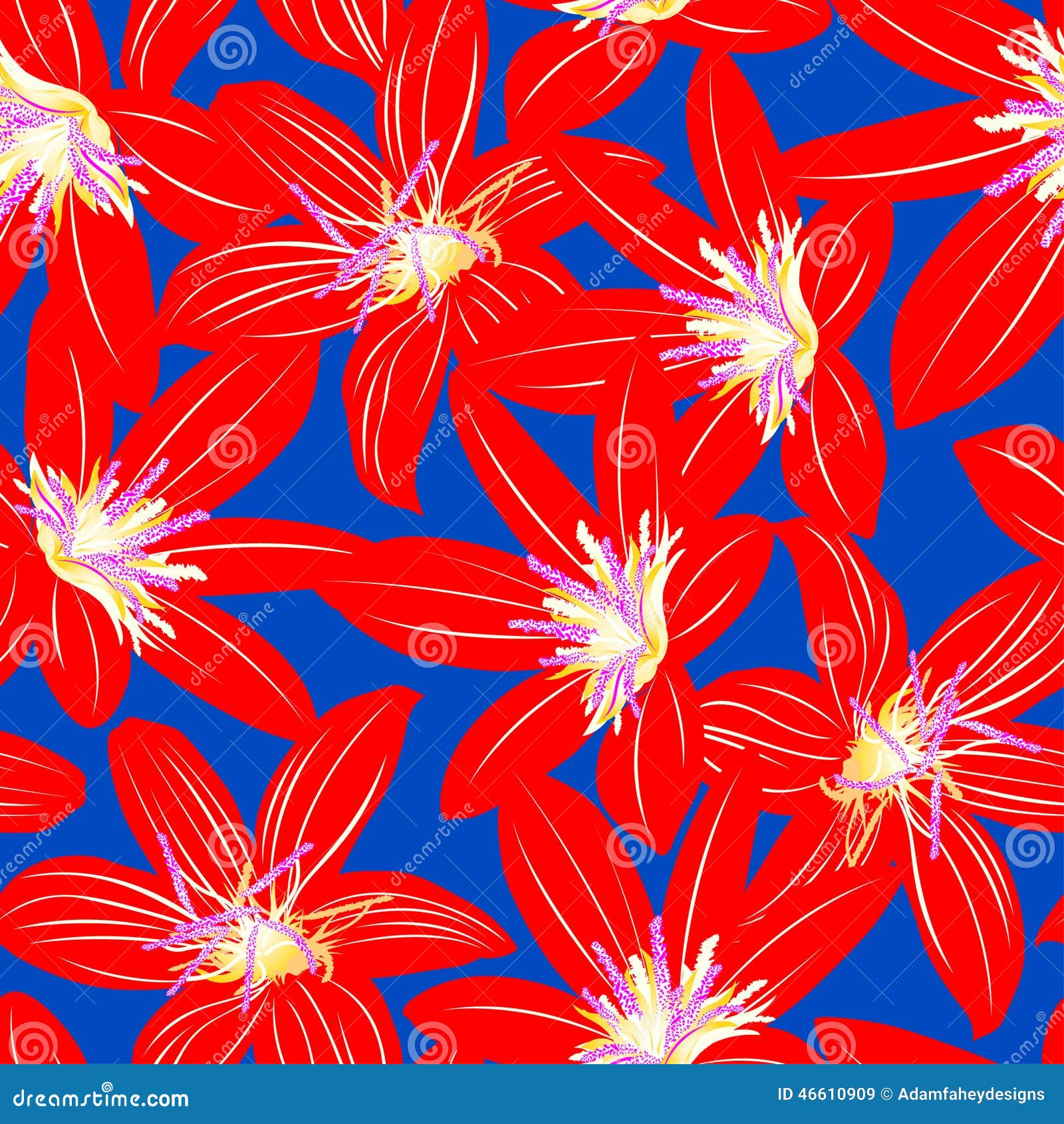 Red Tropical Hibiscus Floral Design Seamless Pattern Stock Vector ...