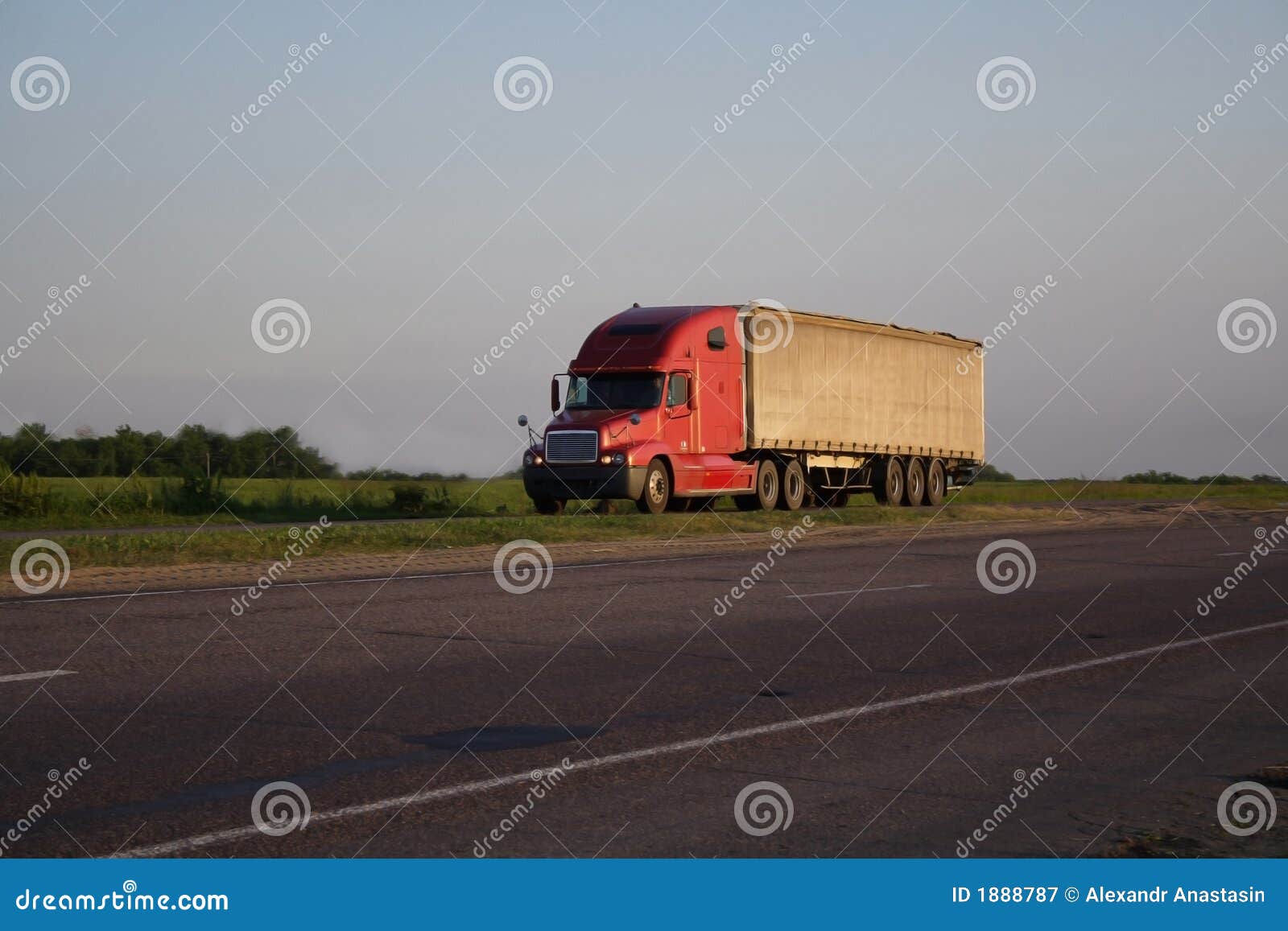 Red truck stock image. Image of road, loading, semi, rush - 1888787
