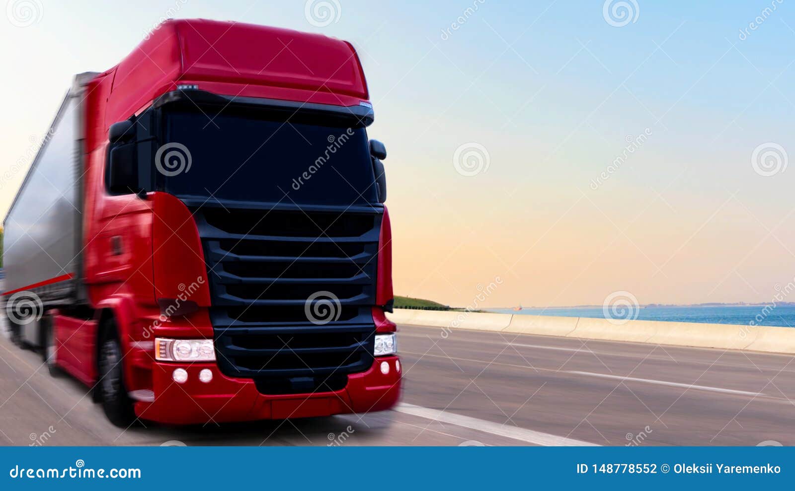 Red Truck . Delivery of Freight Stock Photo - Image of fast, road ...